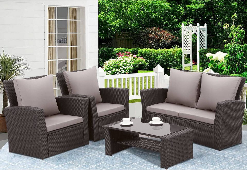 Mexo Gartenlounge Set Gartenmöbel Set Aus Handgefertigtem Polyrattan