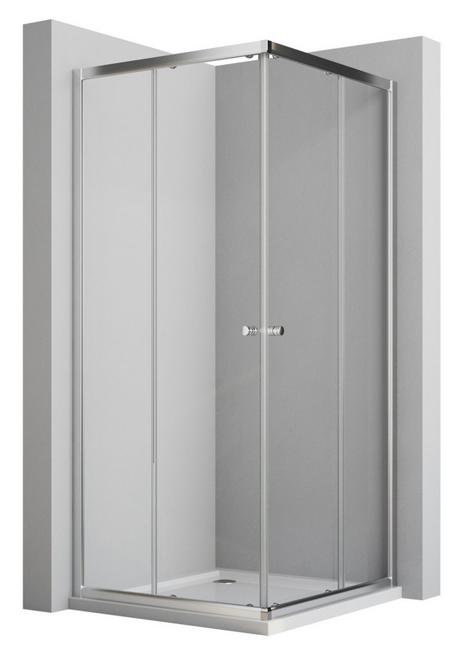 Boromal Eckdusche Duschkabine Schiebetür 90x90 Eckeinstieg