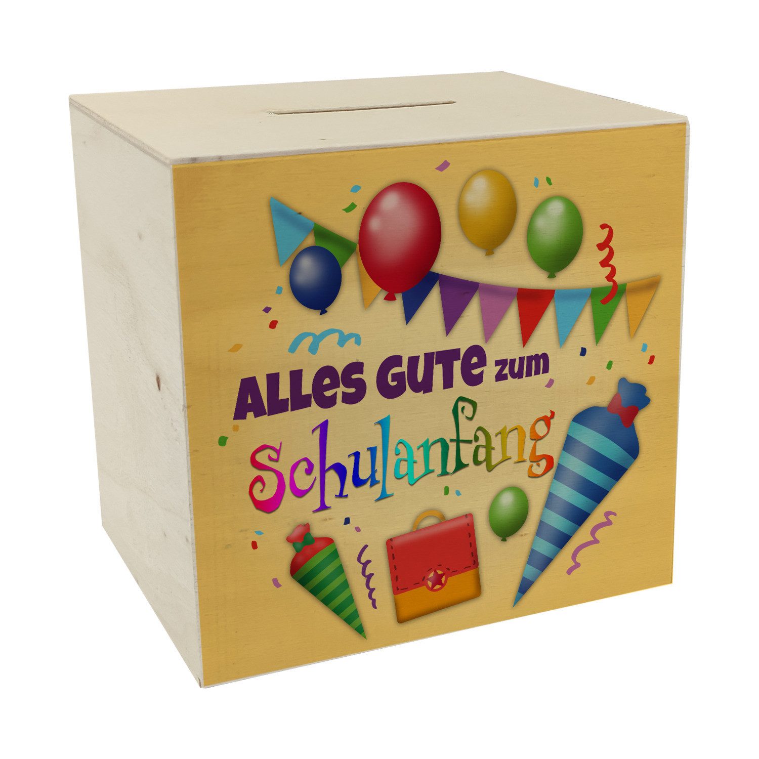 speecheese Spardose Alles Gute zum Schulanfang Spardose aus Holz zur Einschulung