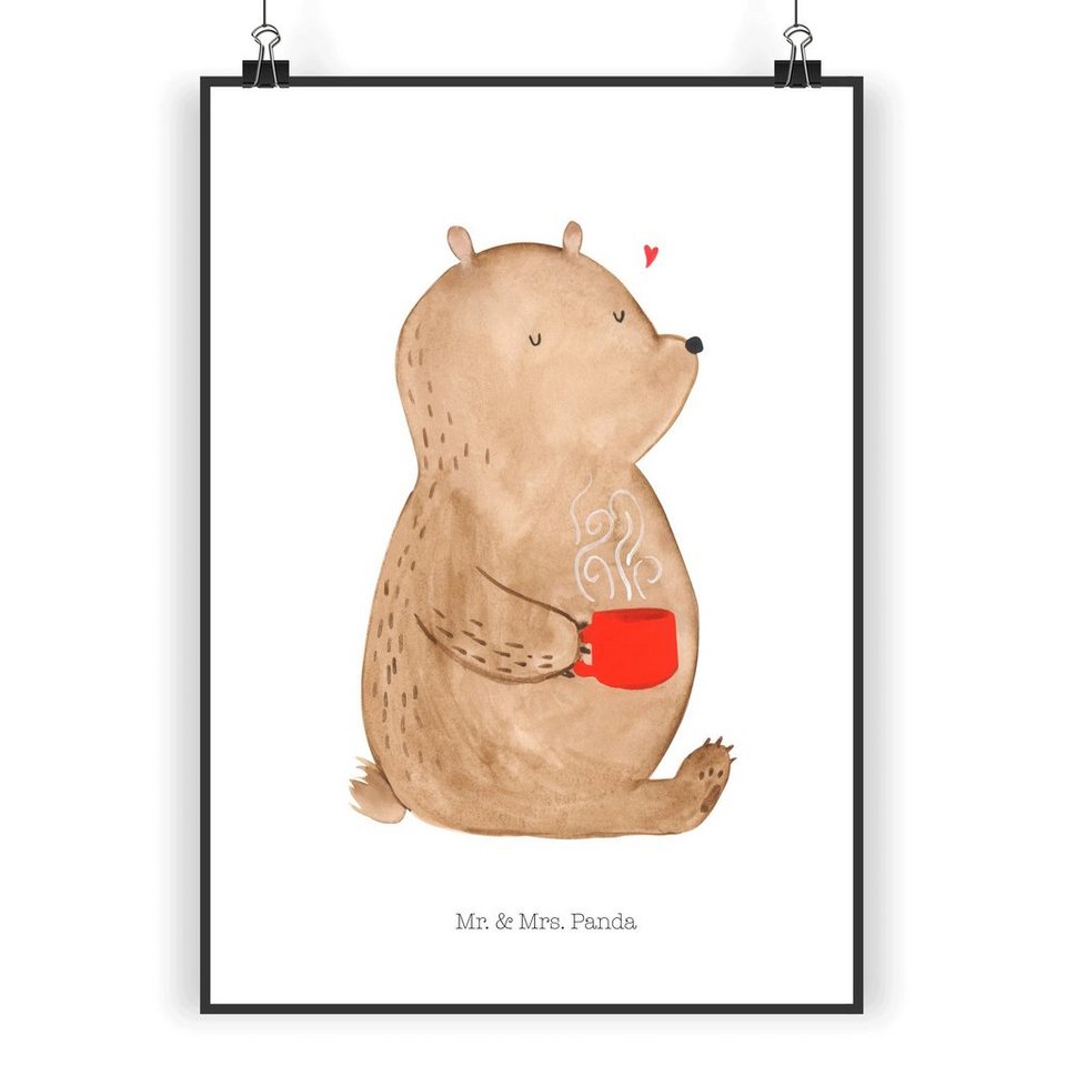 Mr And Mrs Panda Poster Bär Kaffee Weiß Geschenk Wandposter