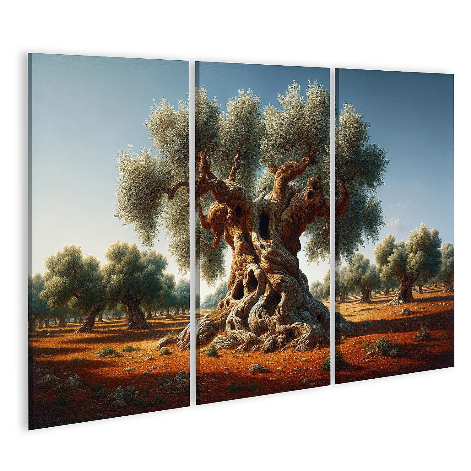 islandburner Leinwandbild Massiver Olivenbaum verdrehter Stamm