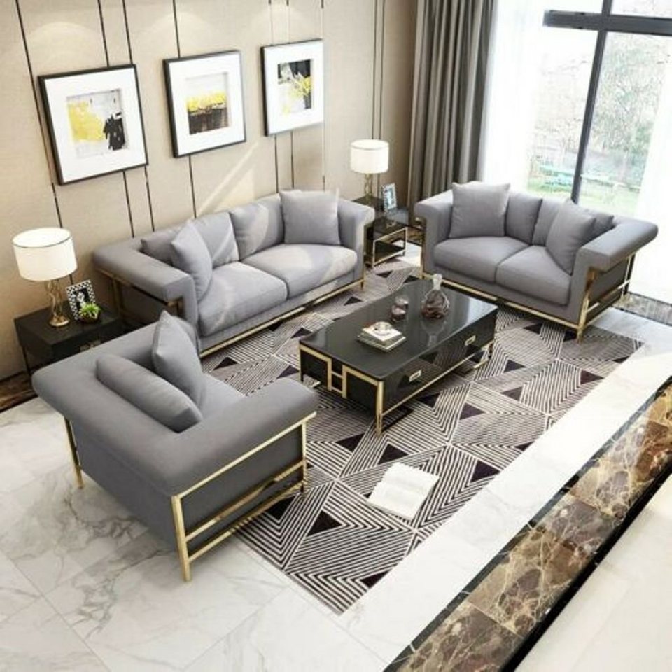 Jvmoebel Wohnzimmer Set Sofa Polster Sitz Couch Garnitur Leder Sofas