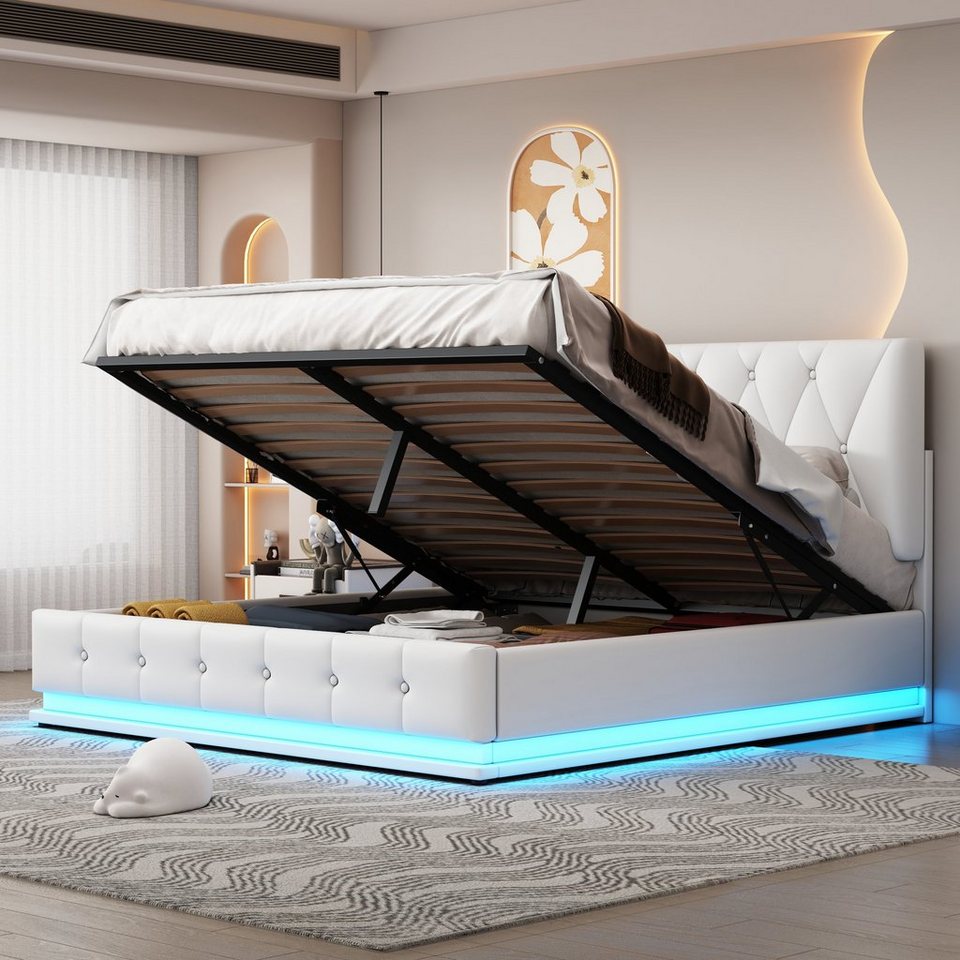 Celya Polsterbett Doppelbett Polsterbett 140x200 Cm Mit Led Beleuchtung
