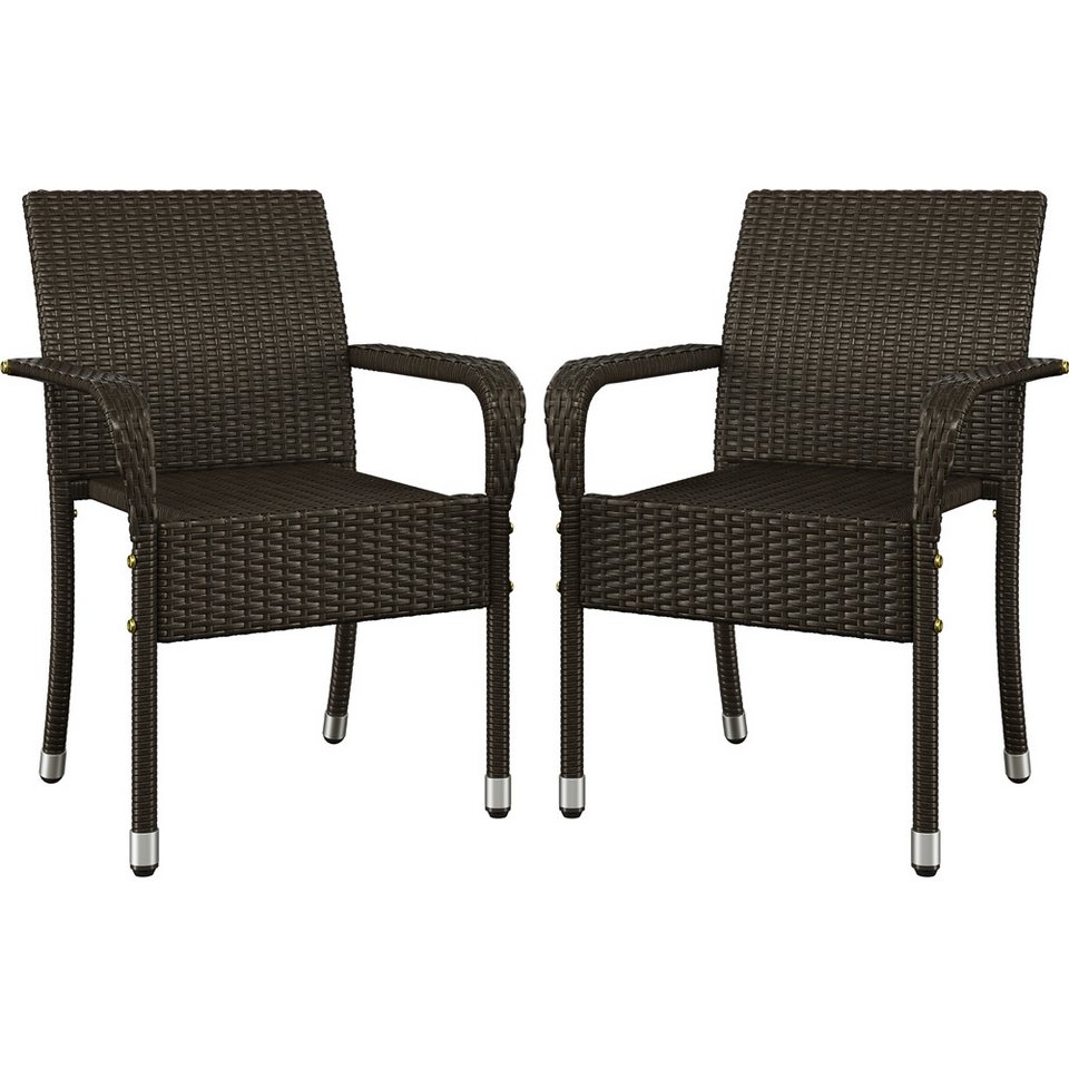 Yaheetech Gartenstuhl 2er Set Esszimmerstuhl Rattan Optik Küchenstuhl