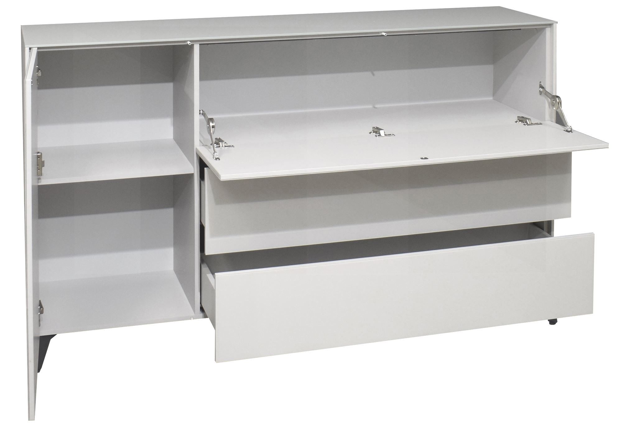 58 Aufm Kessel Kommode Elfi 169x42x104 Hochglanz Kreidegrauglas