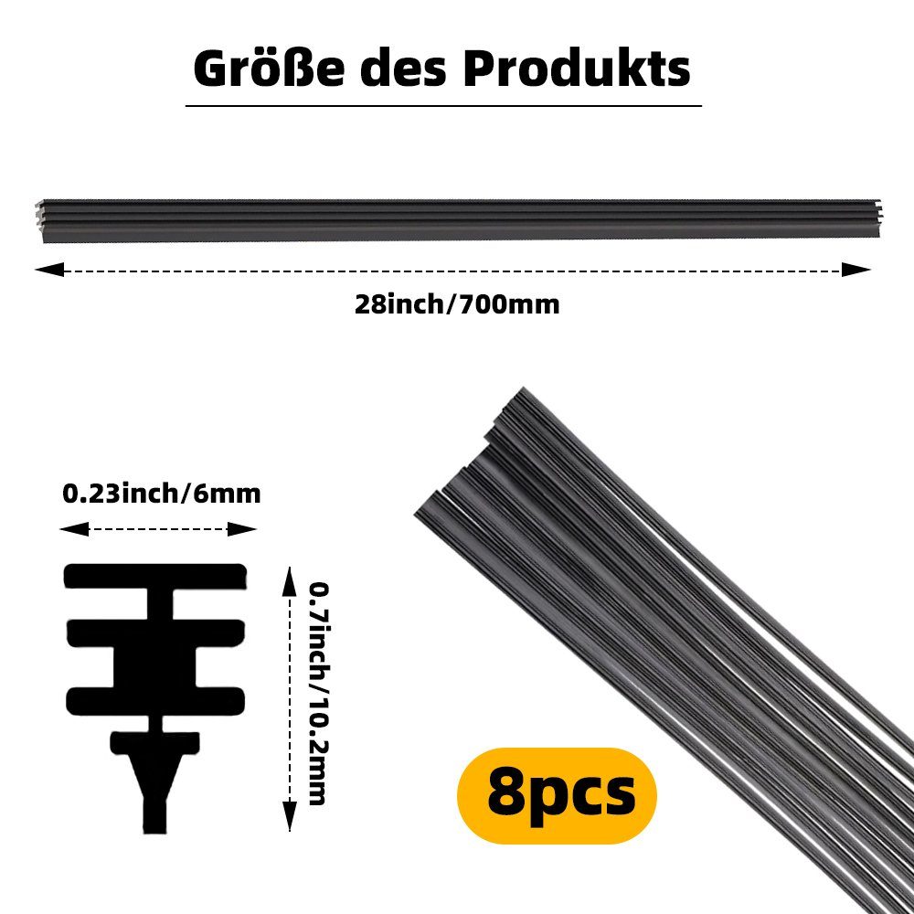 MDHAND Begrenzungsleiste Auto-Wischerblatt-Gummistreifen - 28, (8-St), Kratzfrei und abriebfest