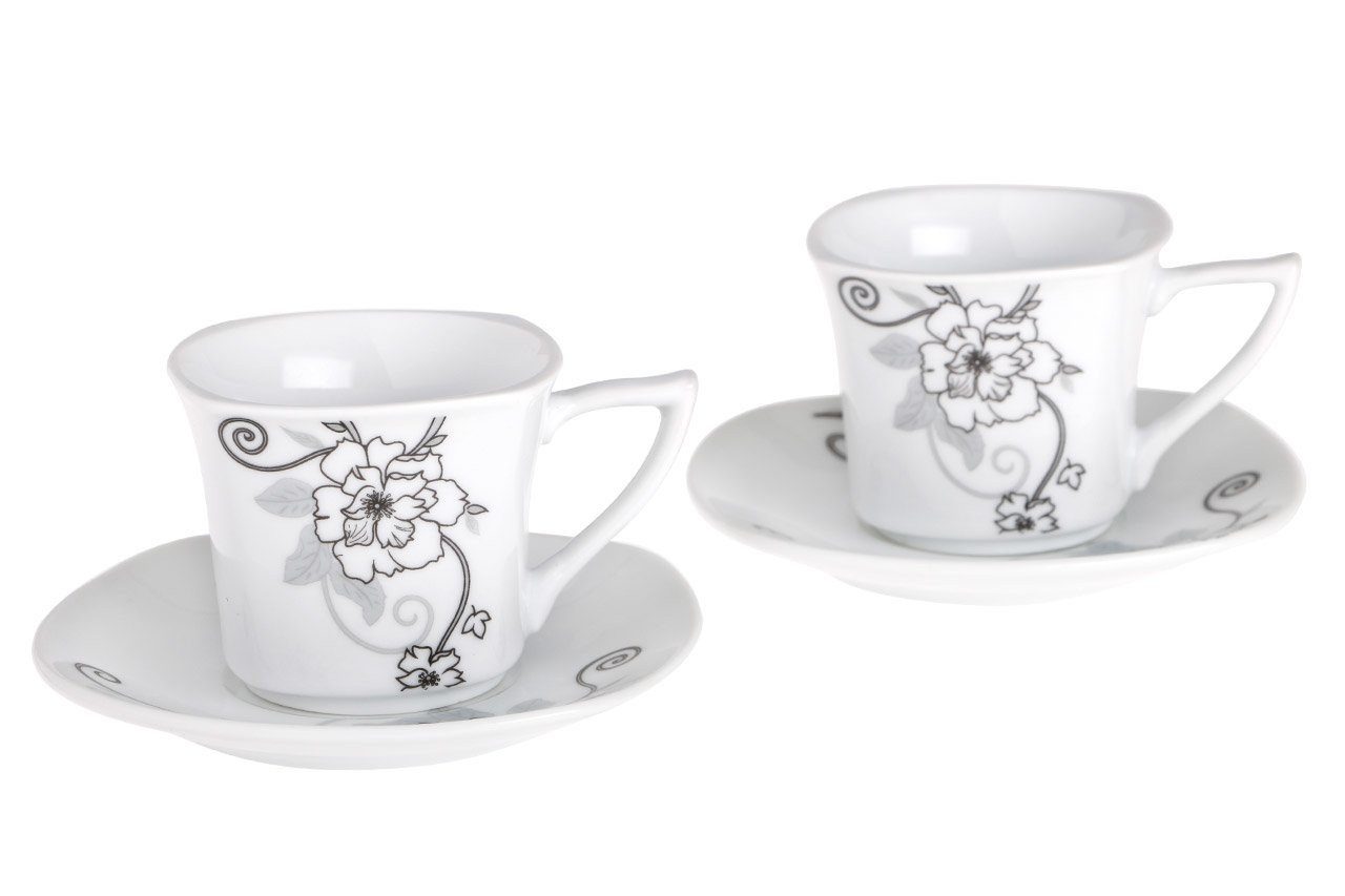 Dekonaz Kaffeeservice 6er Set Kaffeetassen Porzellan 12 Stück 12 Tlg