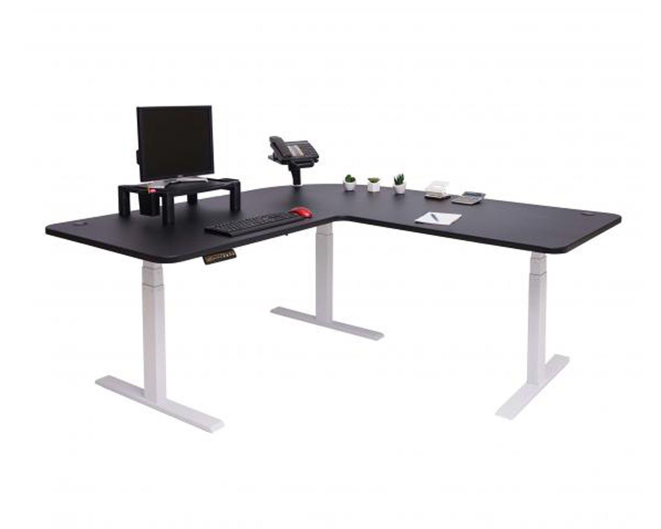 Mendler Eckschreibtisch D40, Computertisch elektrisch höhenverstellbar ...