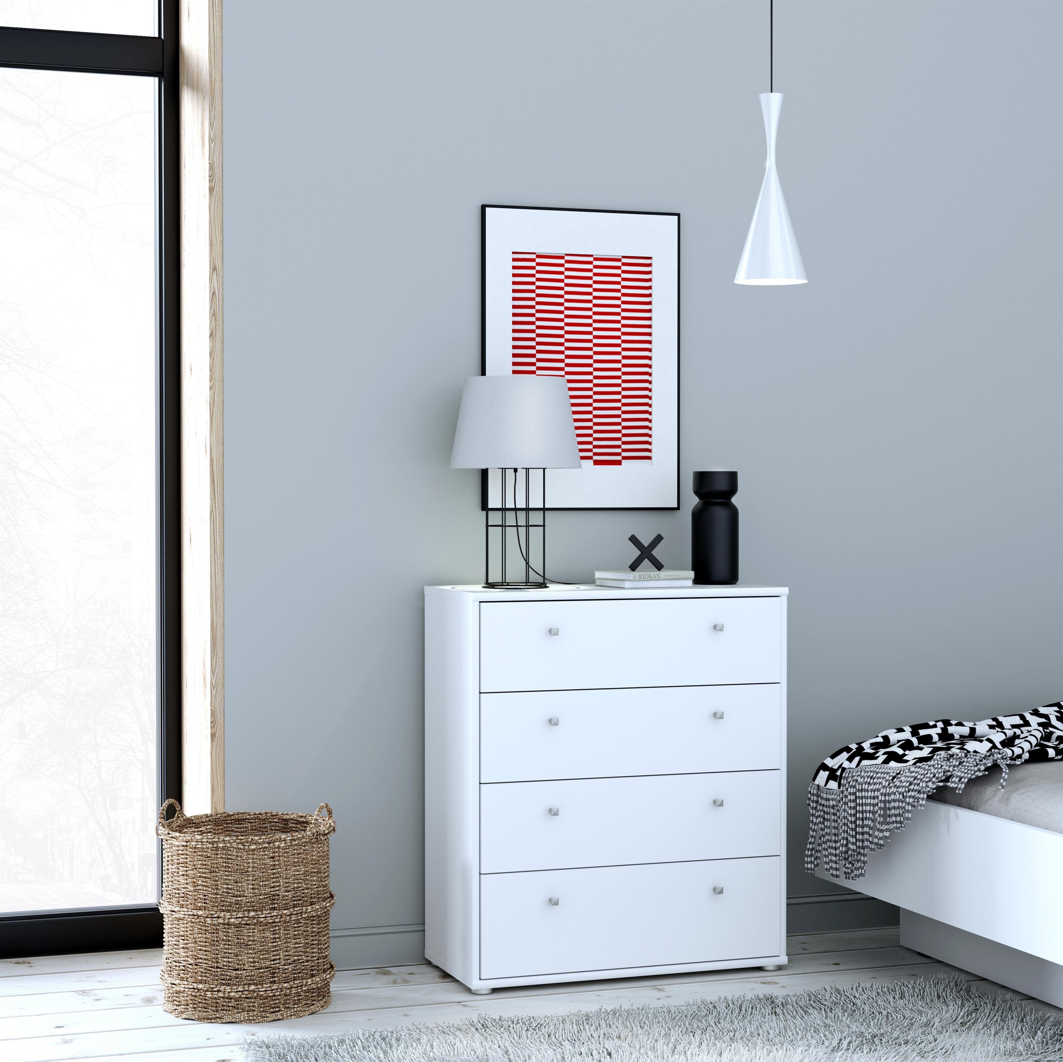 Möbelando Kommode Tembi Moderne Kommode Aus Spanplatte In Weiß Mit 4