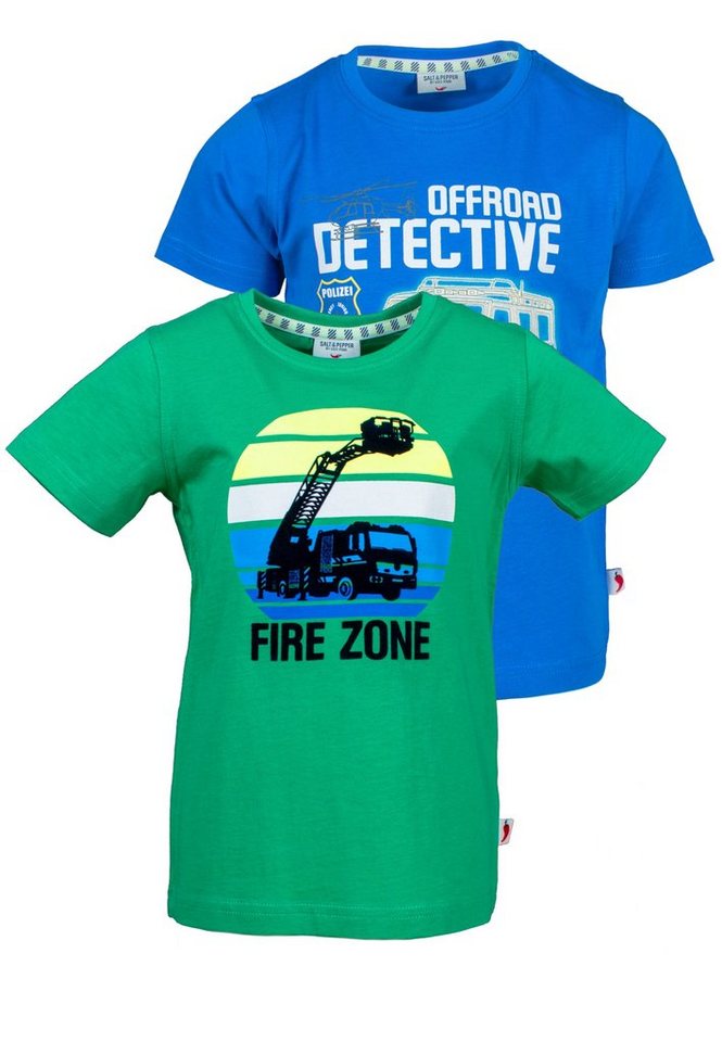 Salt And Pepper T Shirt Feuerwehr 2 Tlg Mit Flock Und Glowprint