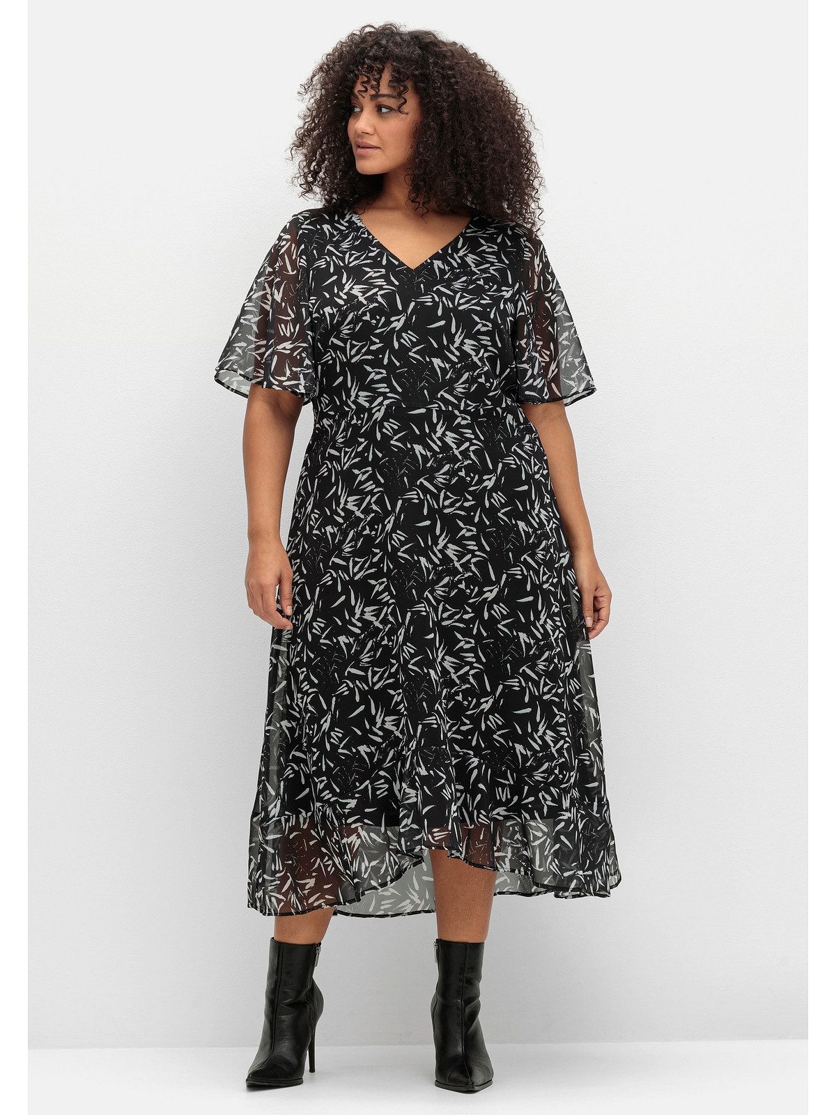 Sheego Etuikleid Chiffonkleid Kleid Etuiform