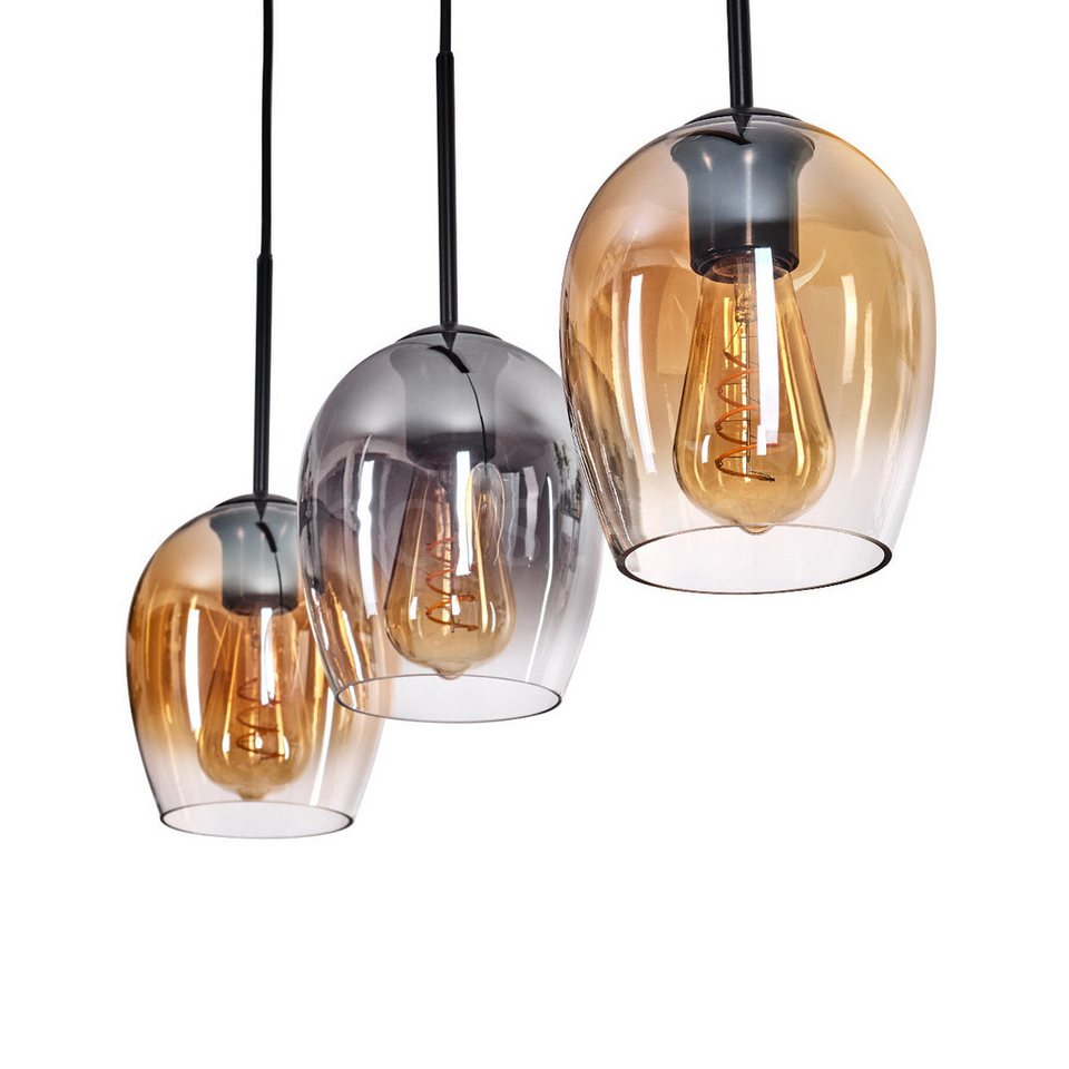 Hofstein Pendelleuchte Pendellampe Aus Metallglas In Schwarzbernstein