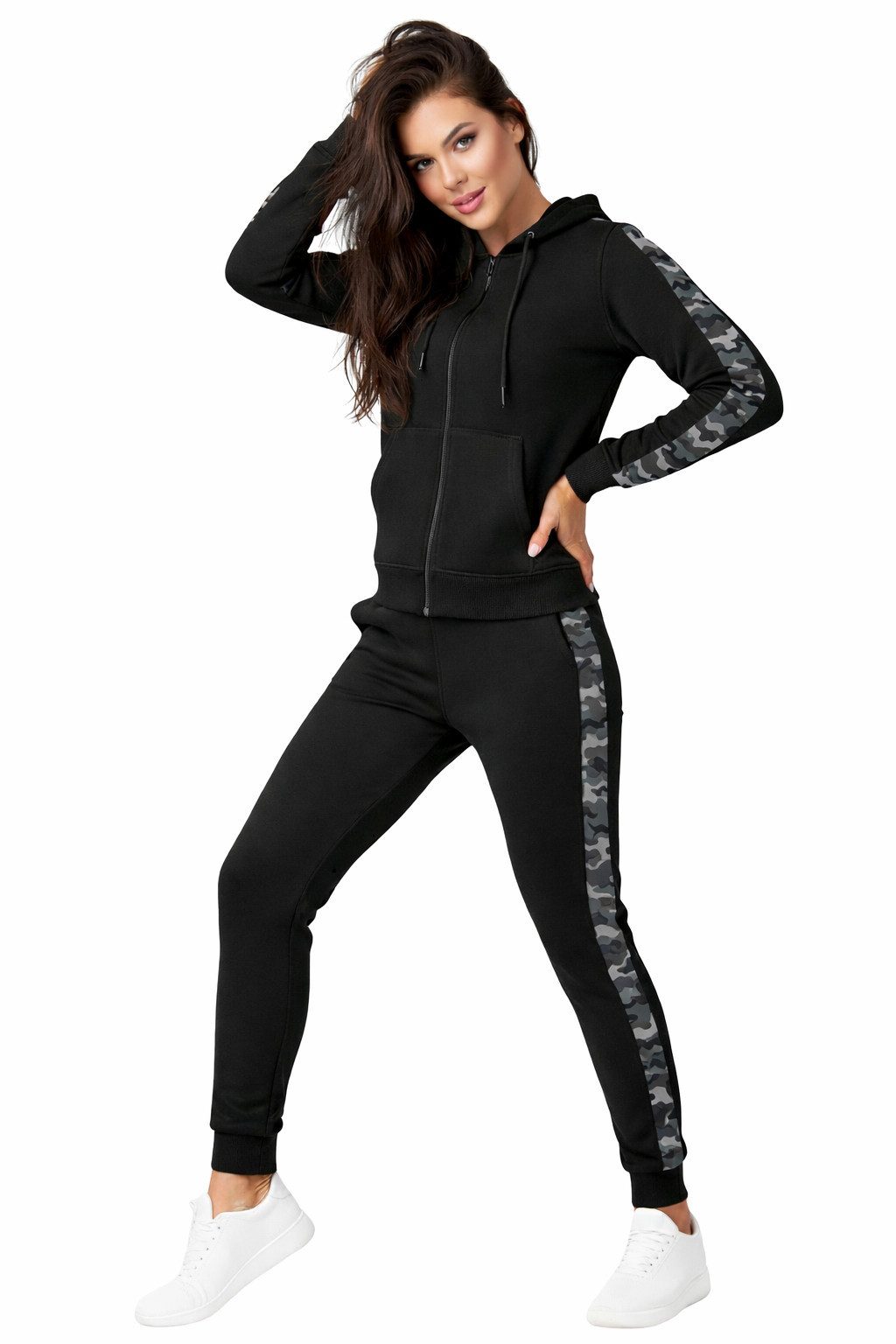 L.gonline Jogginganzug Damen Freizeitanzug, Sportlich, mit Streifen 526 ...