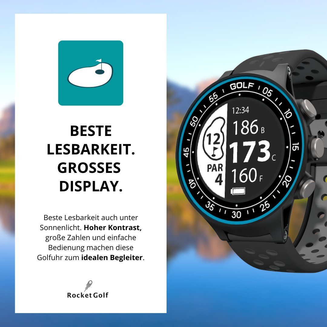 RocketGolf Golfuhr Par.4 Golf-GPS-Uhr (Einfach & Schlicht, 38.000 ...