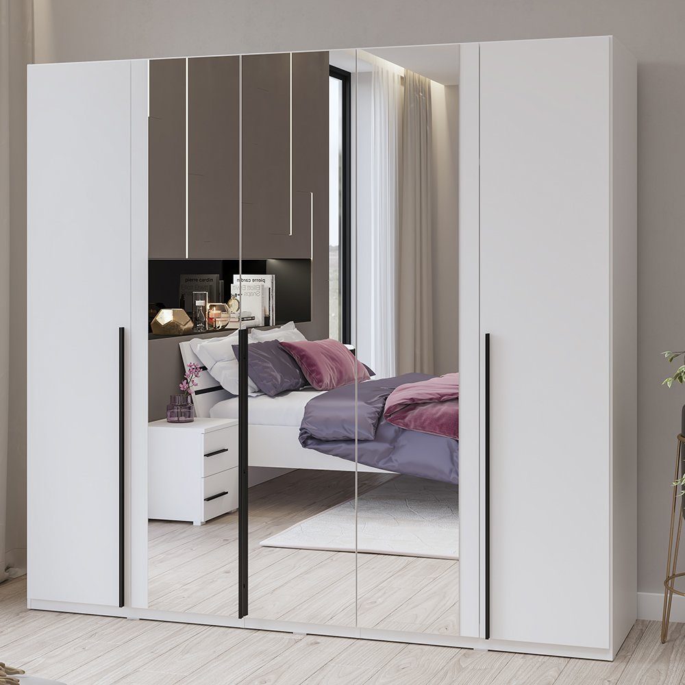 Lomadox Kleiderschrank Valletta 83 In Weiß 3 Spiegeltüren Ca 225210