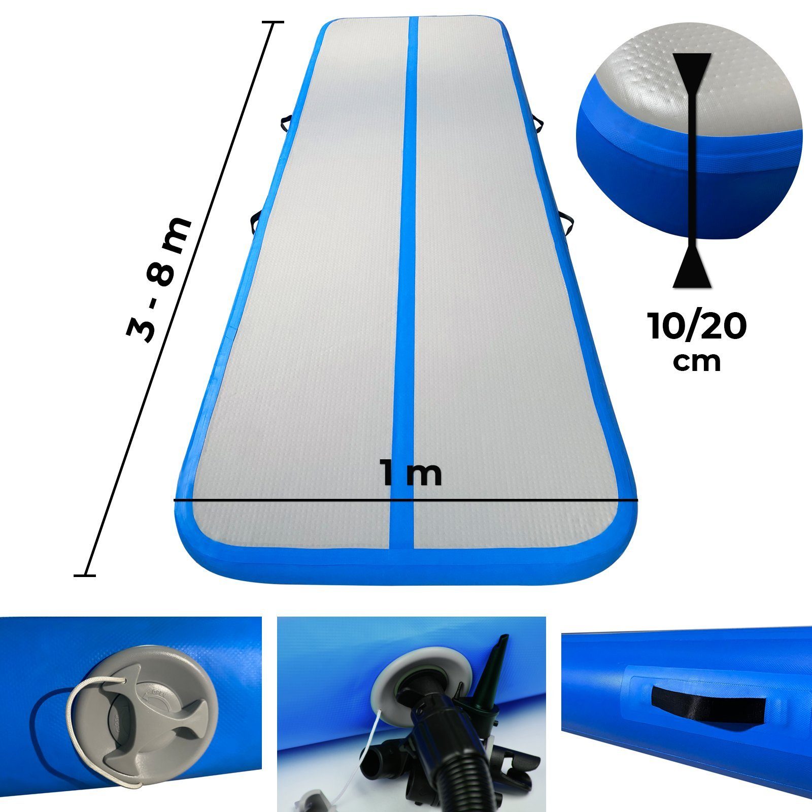 VENDOMNIA Turnmatte AIRTRACK - Fitness Sport 3/4/5/6/7/8m Farbwahl (elektrische Luftpumpe ...