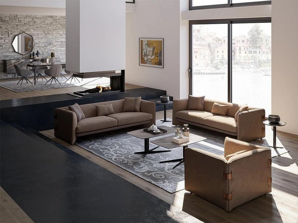 Jvmoebel Wohnzimmer Set Braun Wohnzimmer 7tlg 2x Sofas Modern Sessel