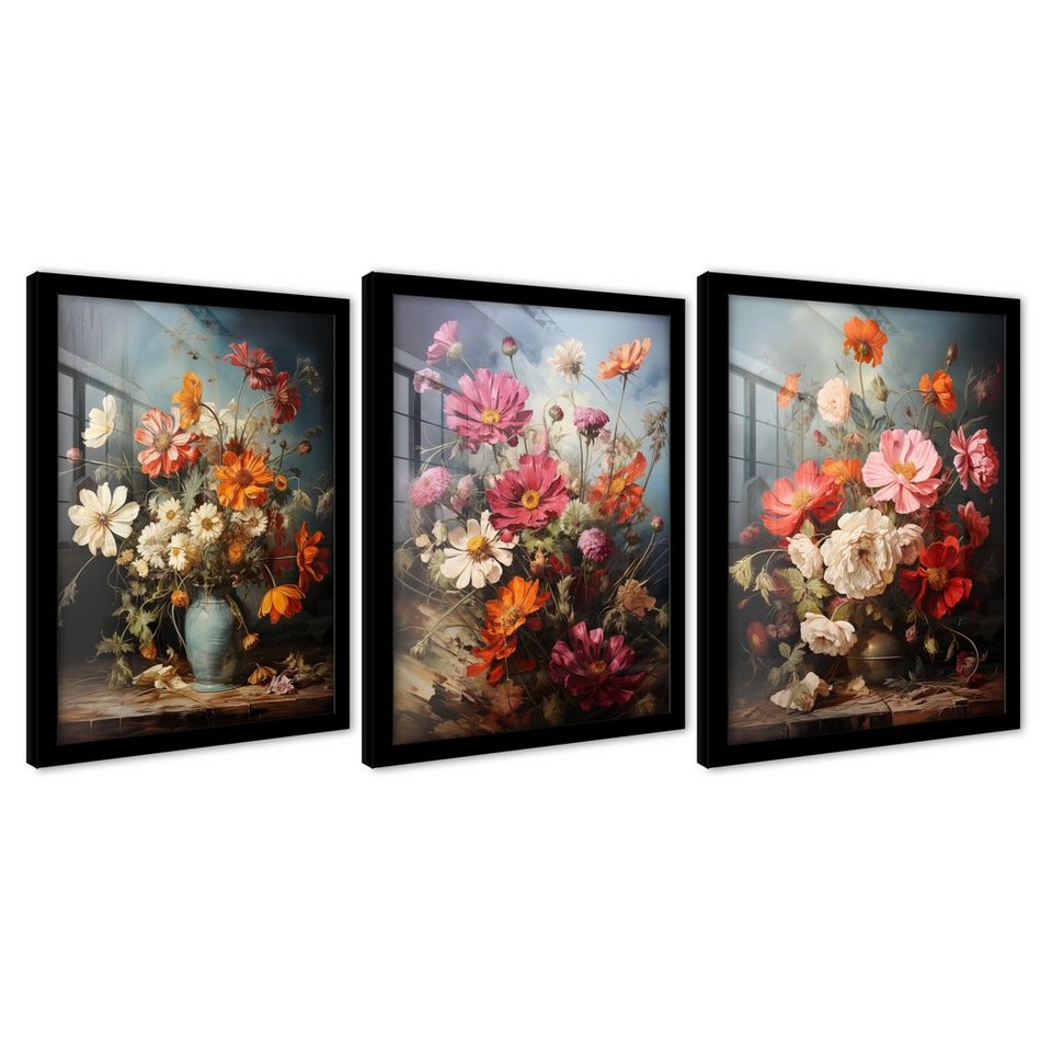 Wallarena Poster Set Mit Rahmen Bilder Blumen Wohnzimmer Schlafzimmer