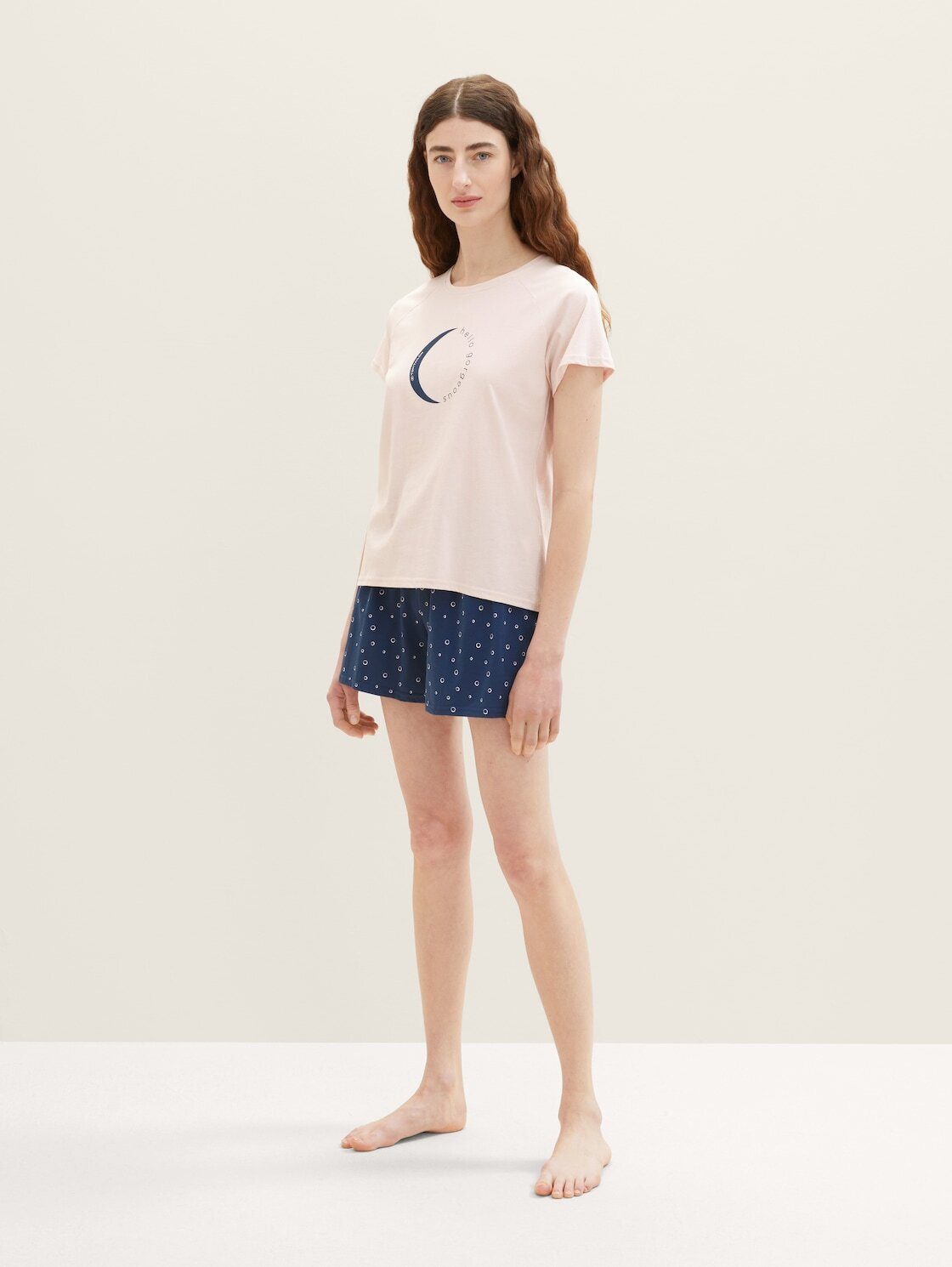 Tom Tailor Pyjama Kurz Pyjama Mit Print Aus Atmungsaktiver Und Weicher