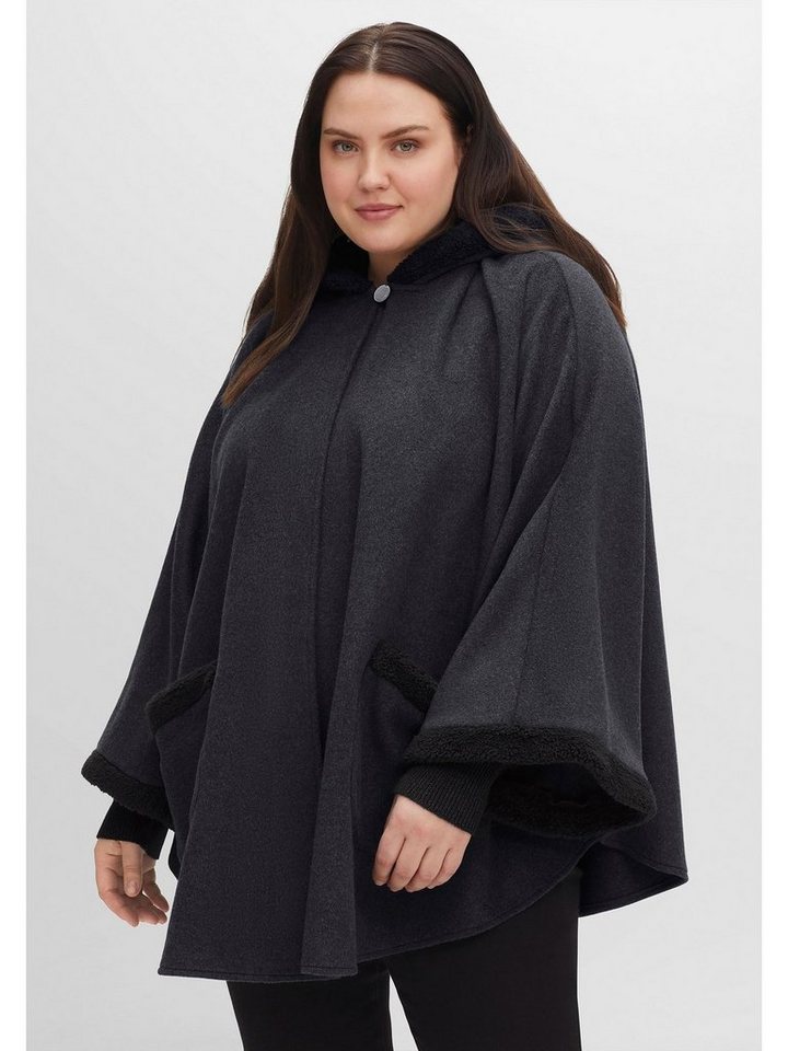 Sheego Kurzmantel Große Größen In Cape Form Mit Besatz Aus Fellimitat