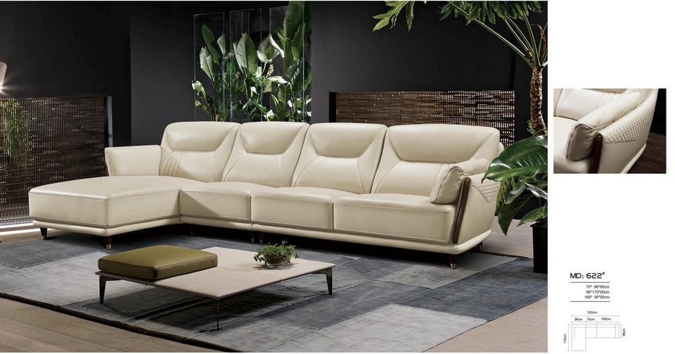Jvmoebel Ecksofa L Form Leder Luxus Weißes Sofa Made In Europe