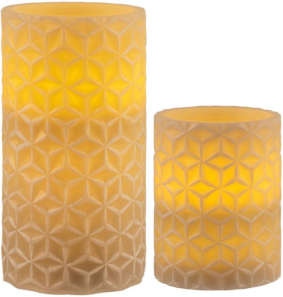 Pauleen Led Kerze Cosy Ornament Set 2 Tlg Wachskerze Timer Grau