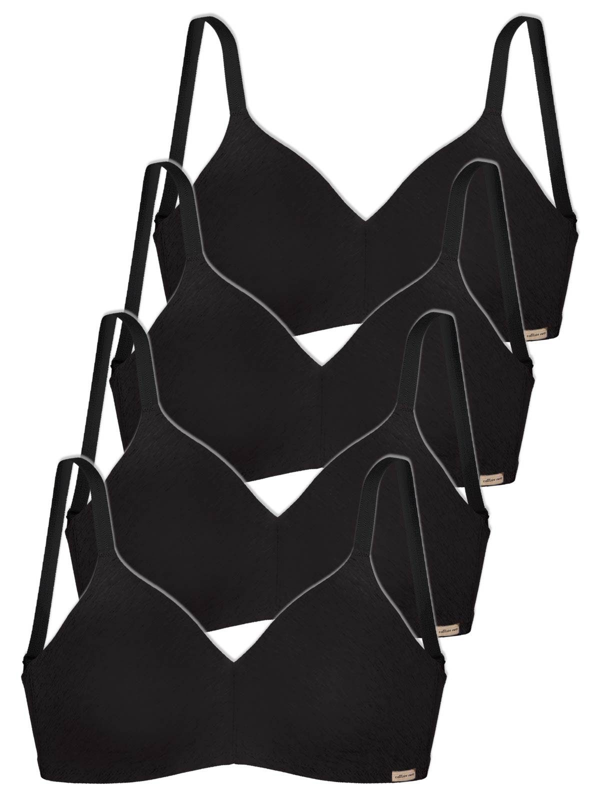 COMAZO Set: Bügelloser BH 4er Pack Damen Soft BH ohne Bügel 2764 (Spar ...