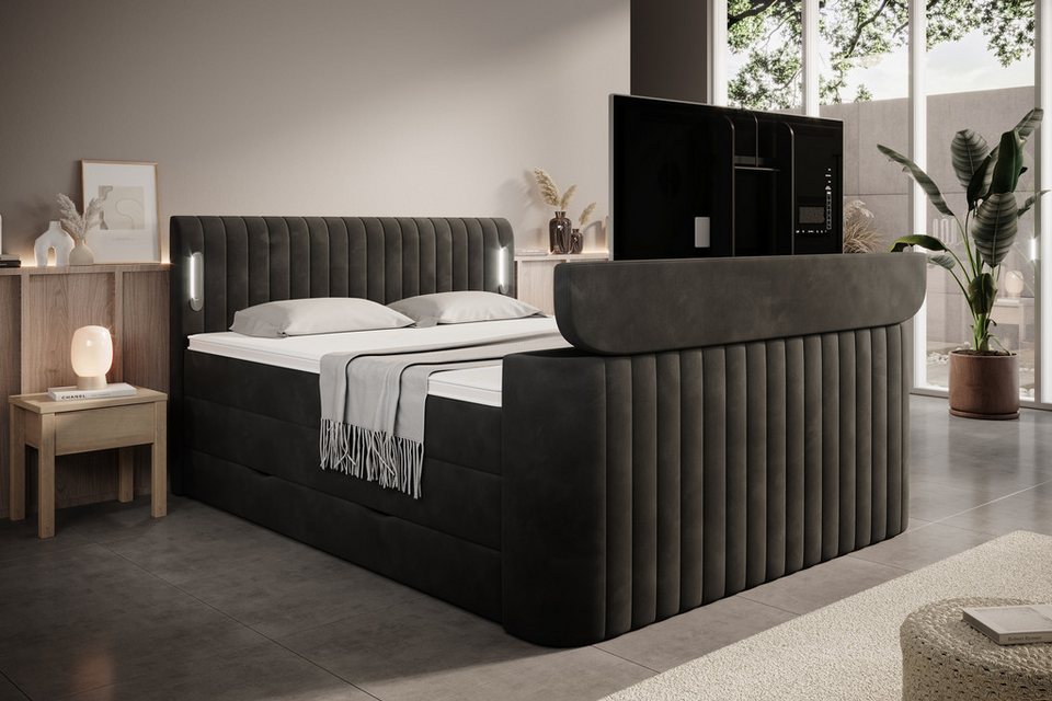 Wonello Boxspringbett Fly Mit Tv Lift Mit Bettkasten Tfk Matratzen