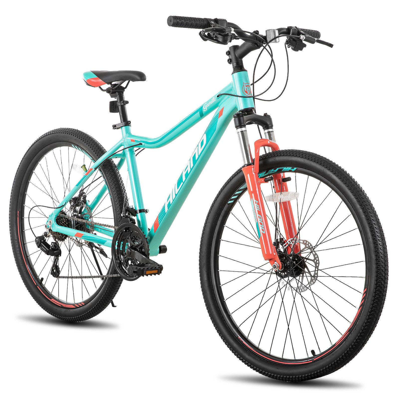 HILAND Mountainbike 26/27,5 Zoll Leichtgewichtiges bike für Frauen Ideal für alle Terrains, 21 ...