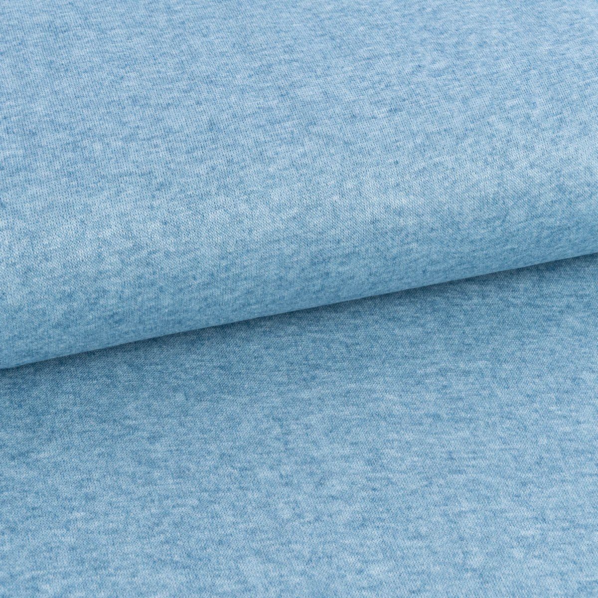 SchÖner Leben Stoff Viskose Strickstoff Feinstrick Uni Blau Meliert 1