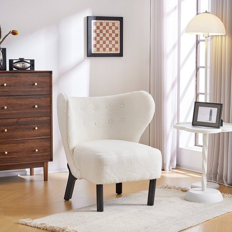 Okwish Loungesessel Mit Hoher Rückenlehne Und Holzbeinen Freizeitstuhl