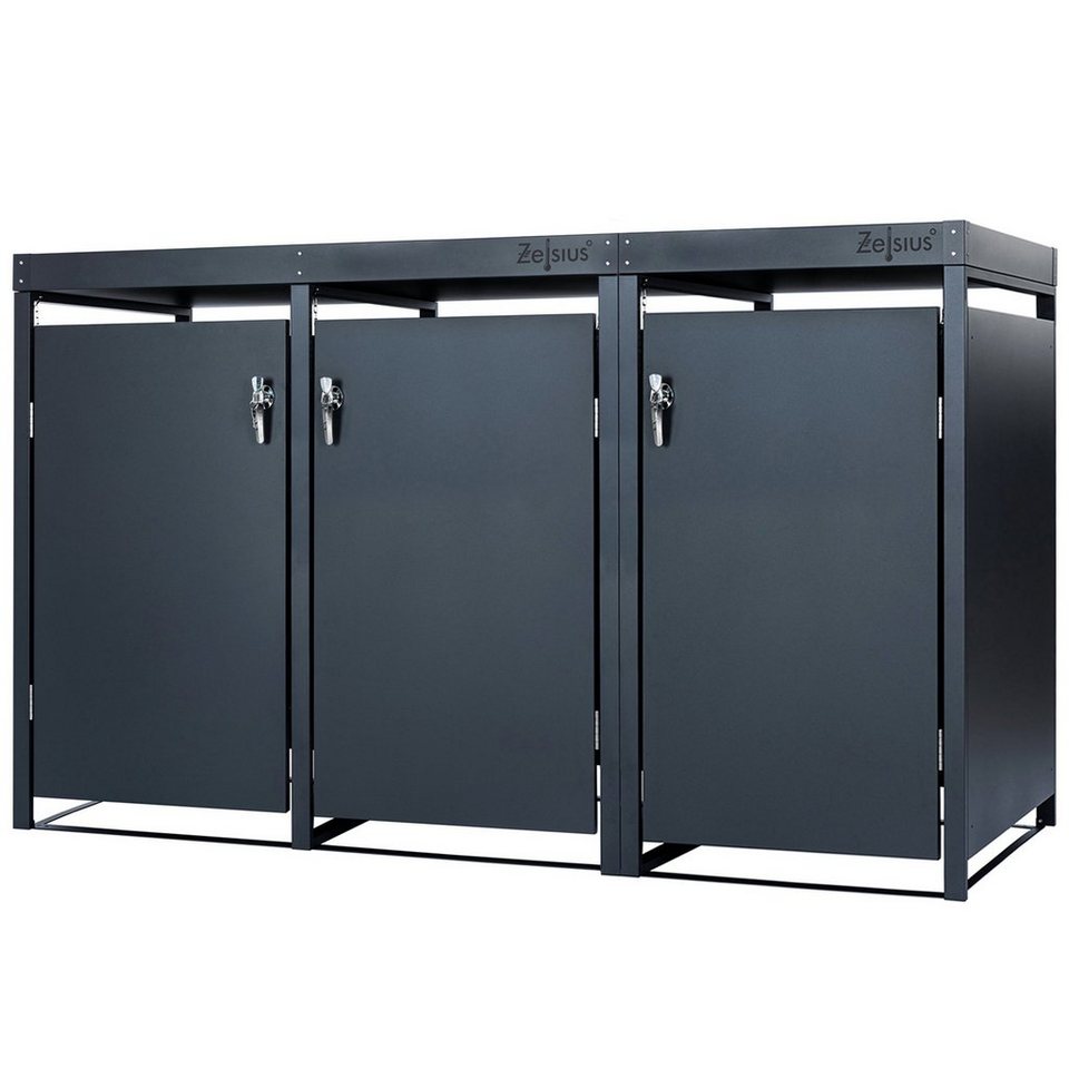 Zelsius Mülltonnenbox Mülltonnenbox 3er mit Pflanzdach für 3 Tonnen ... Zelsius Mülltonnenbox Mülltonnenbox 3er mit Pflanzdach für 3 Tonnen ...