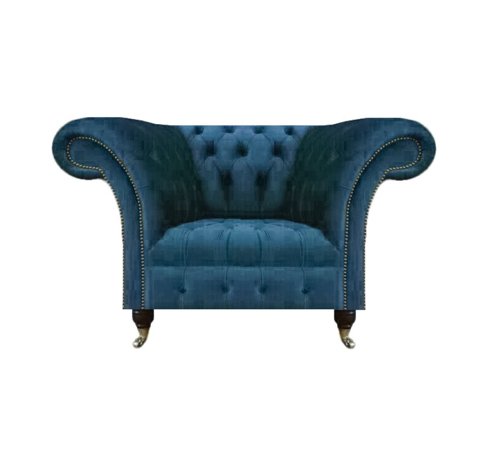 Jvmoebel Chesterfield Sessel Sitzmöbel Neu Sessel Blau Textil