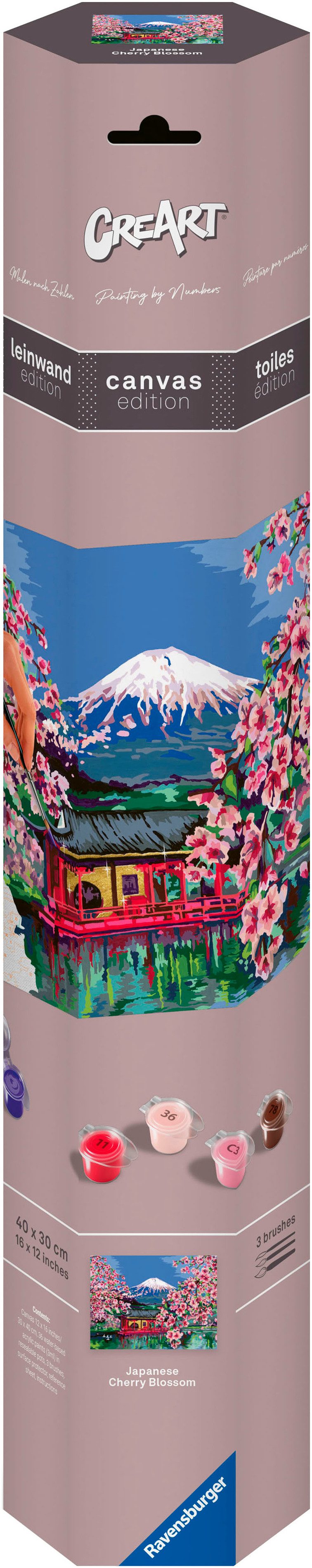 Ravensburger Malen nach Zahlen CreArt, Leinwand Japanische Kirschblüten, Made in Europe