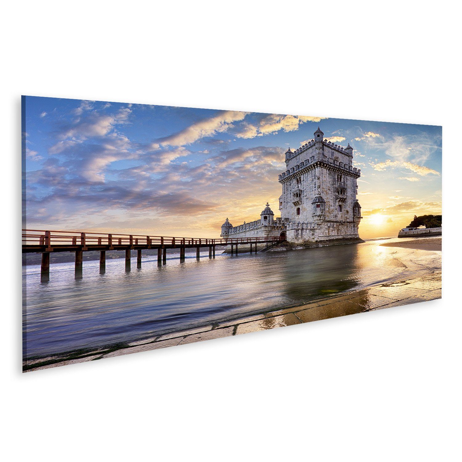 islandburner Leinwandbild »Bild auf Leinwand Lissabon Belem Turm Fluss Tejo Portugal Wandbild ...