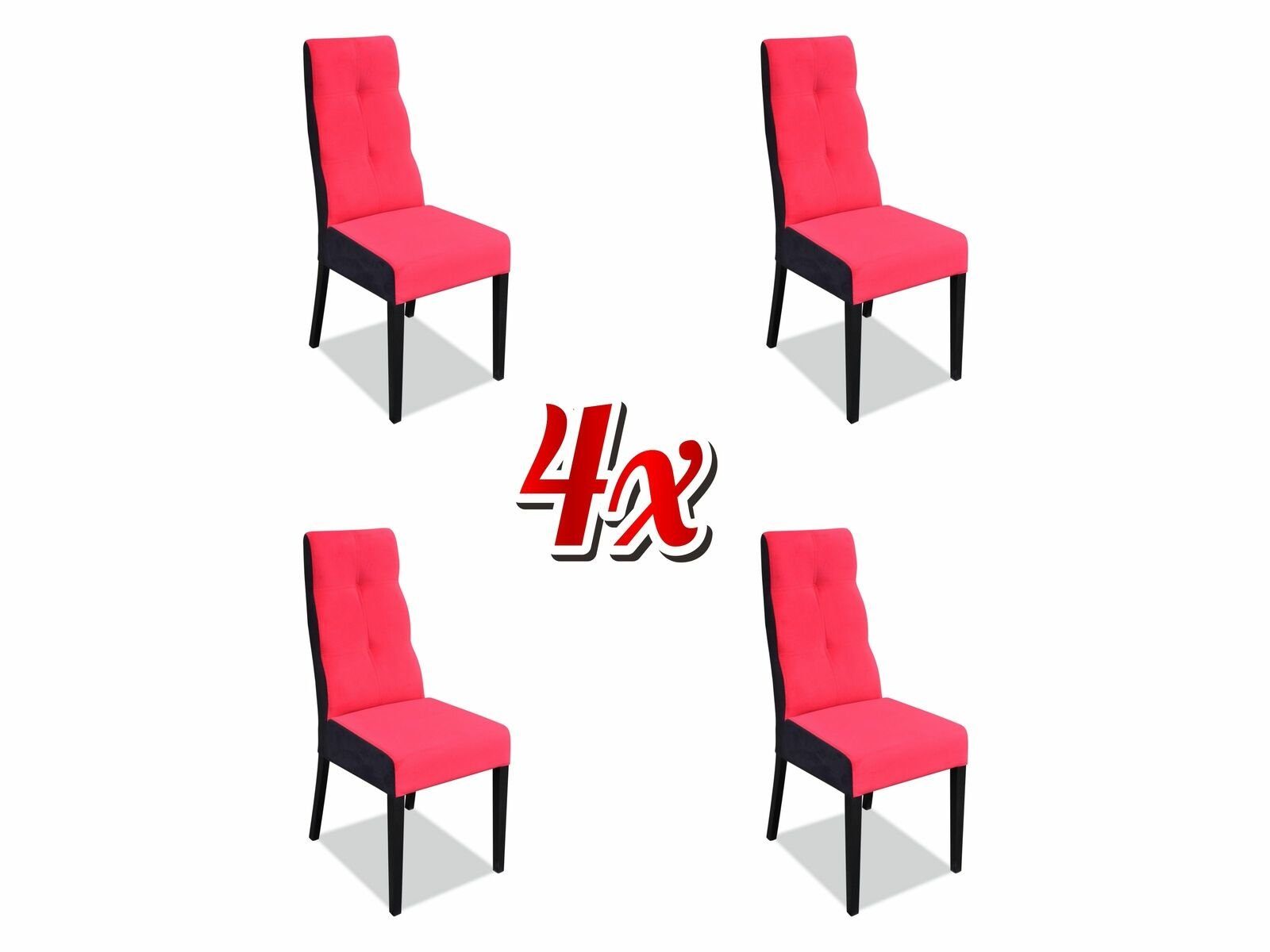 Jvmoebel Stuhl Set 4x Sessel Stuhl Design Holz Textil Polster Stühle