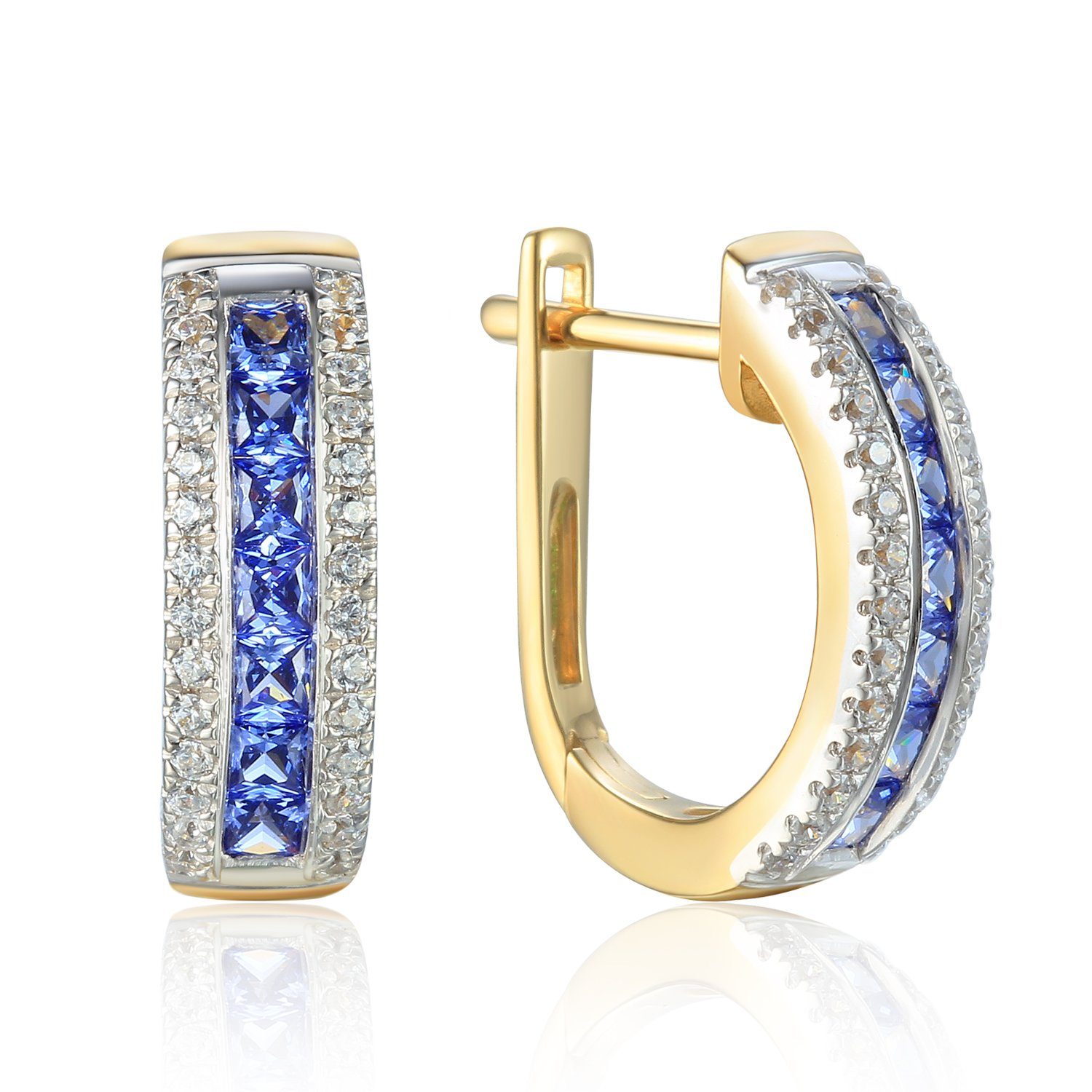 Stella-Jewellery Paar Ohrhänger 585er Gelbgold Ohrringe synth. Tansanit 0,78 ct. (inkl. Etui)