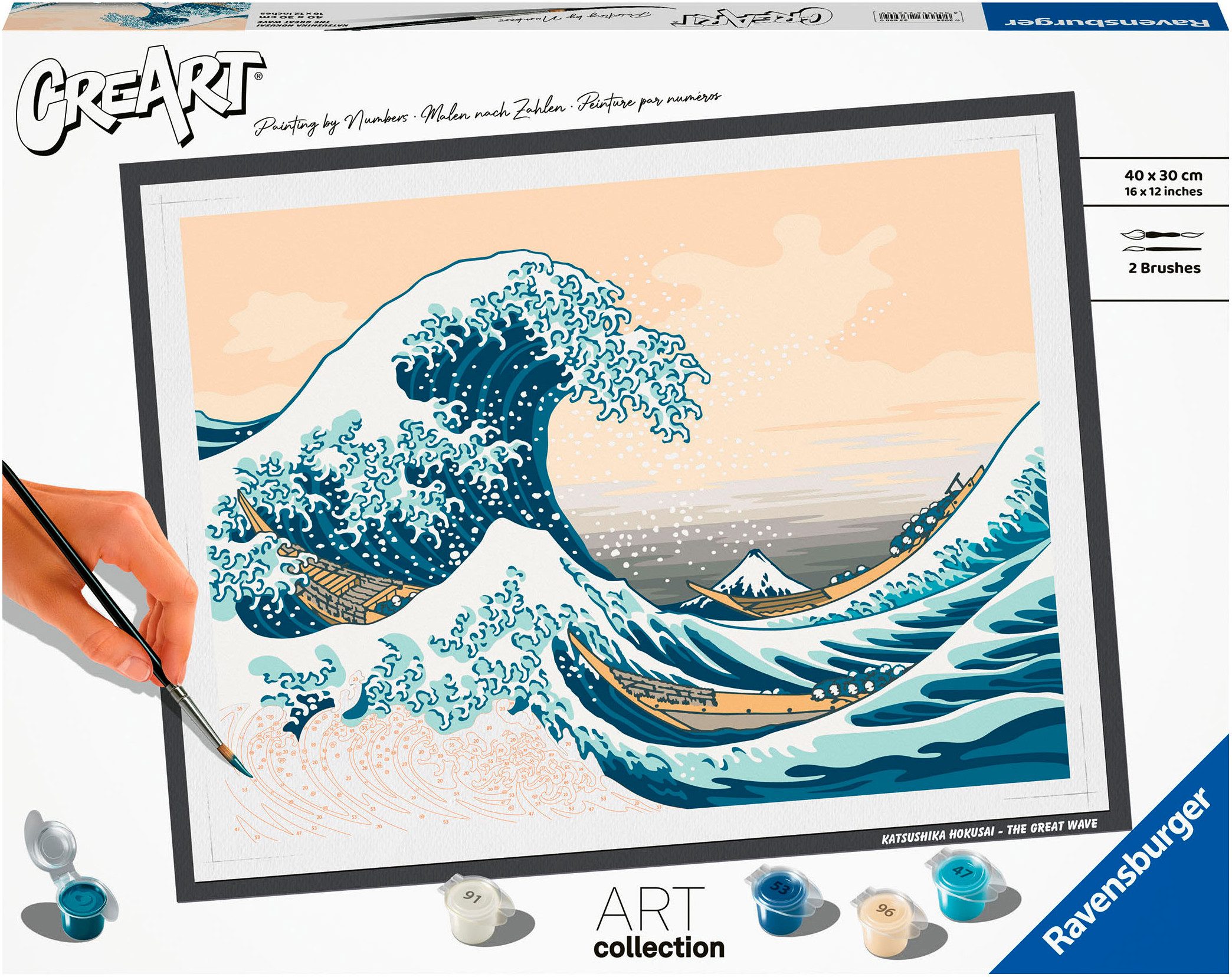 Ravensburger Malen nach Zahlen CreArt, ART Collection: Große Welle (Hokusai), Made in Europe ...