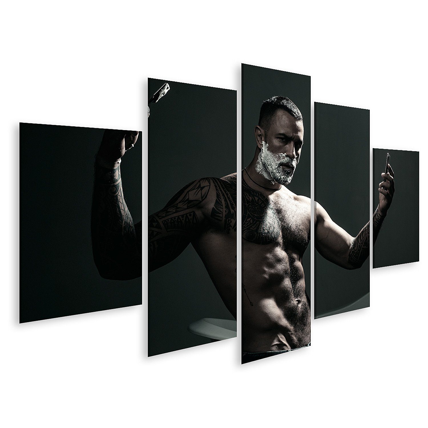 ᐅ islandburner Leinwandbild Bild auf Leinwand Mann besucht Hairstylist in Barbershop Bart ...