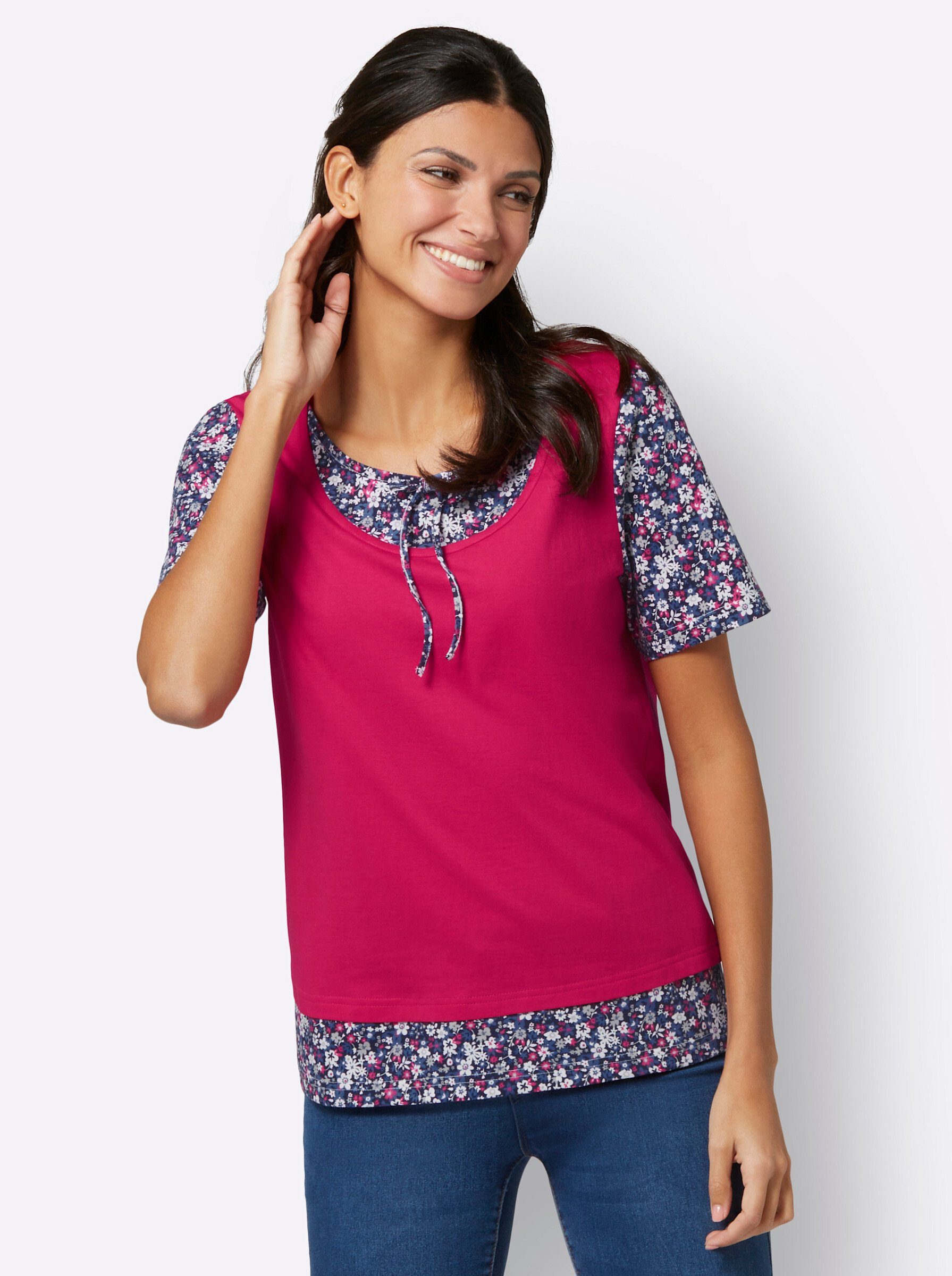 Sieh an! T-Shirt 2-in-1-Shirt, Mit Bindeband am Ausschnitt