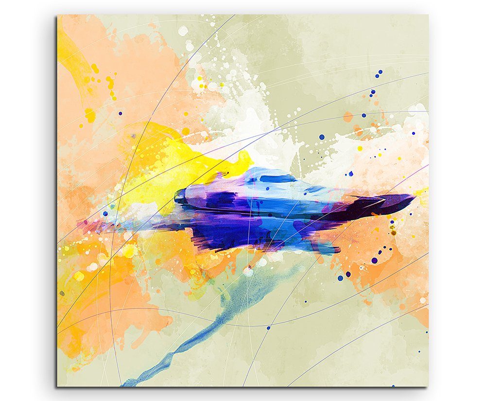 Sinus Art Leinwandbild Speedboat 60x60cm Aquarell Art Leinwandbild
