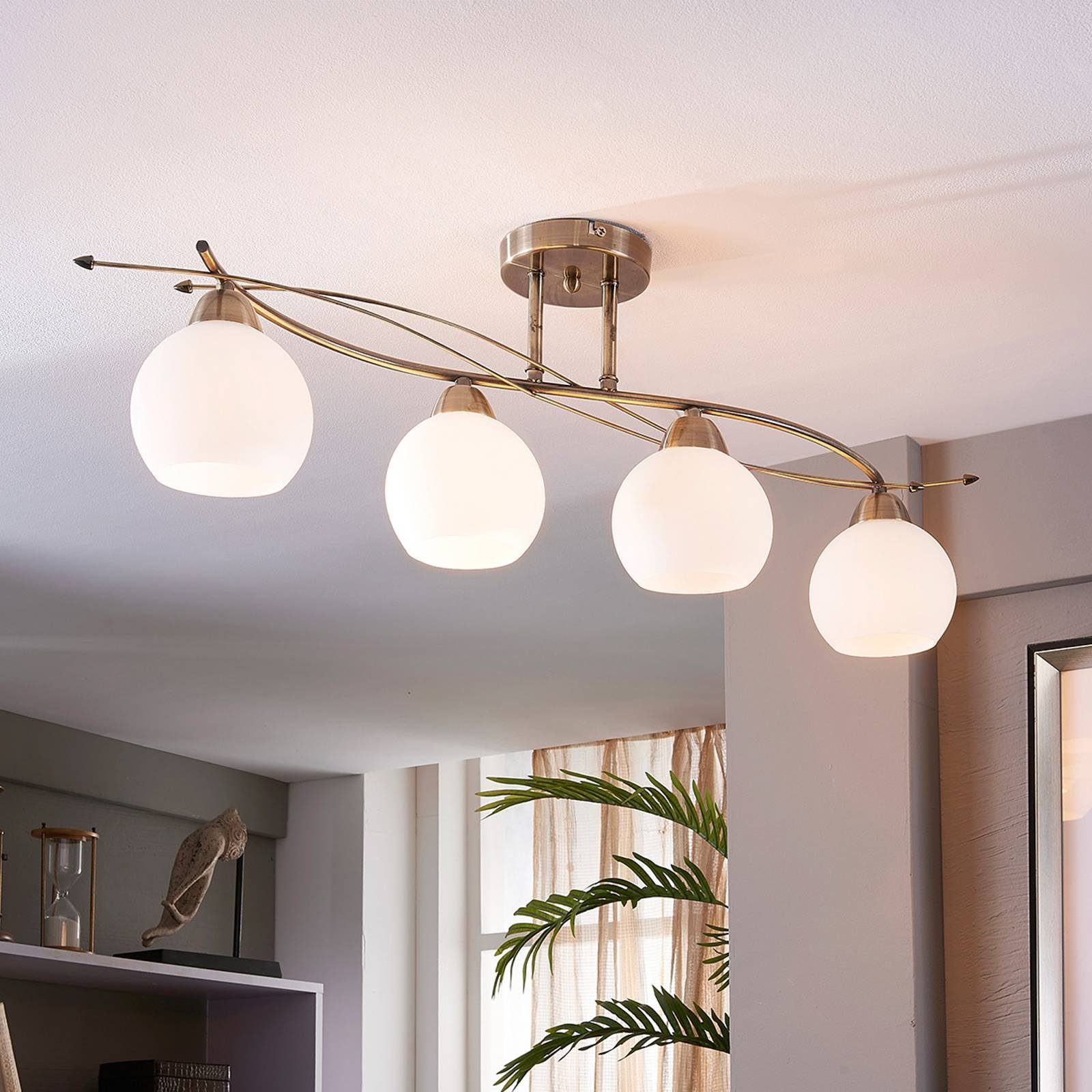 Lindby Deckenleuchte Leanda Dimmbar Glühlampen Modern Glas Metall