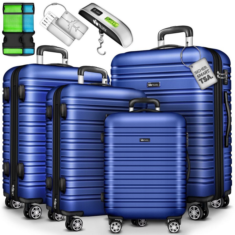 Tillvex Kofferset Reisekoffer Set 4 Teilig Mit Gepäckwaage Koffergurte
