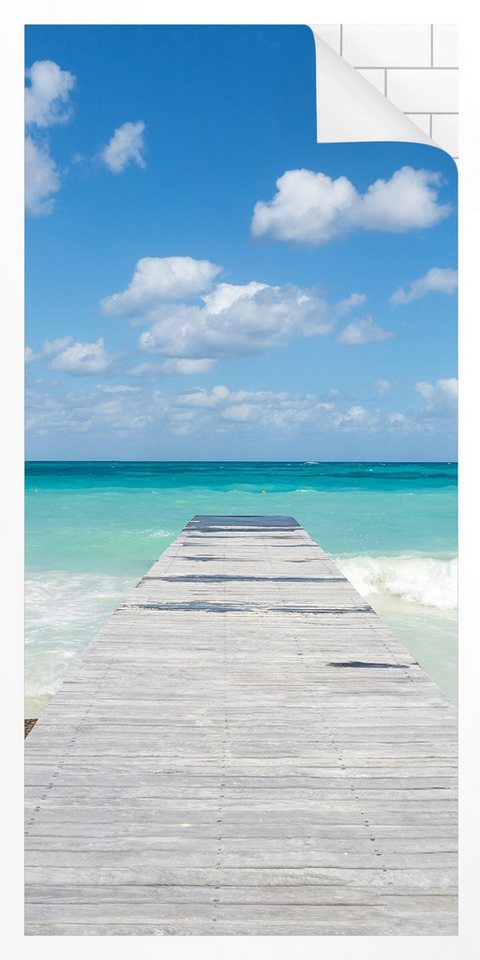 Bilderdepot24 Badrückwand Strand Blau Duschrückwand Ohne Bohren 3d