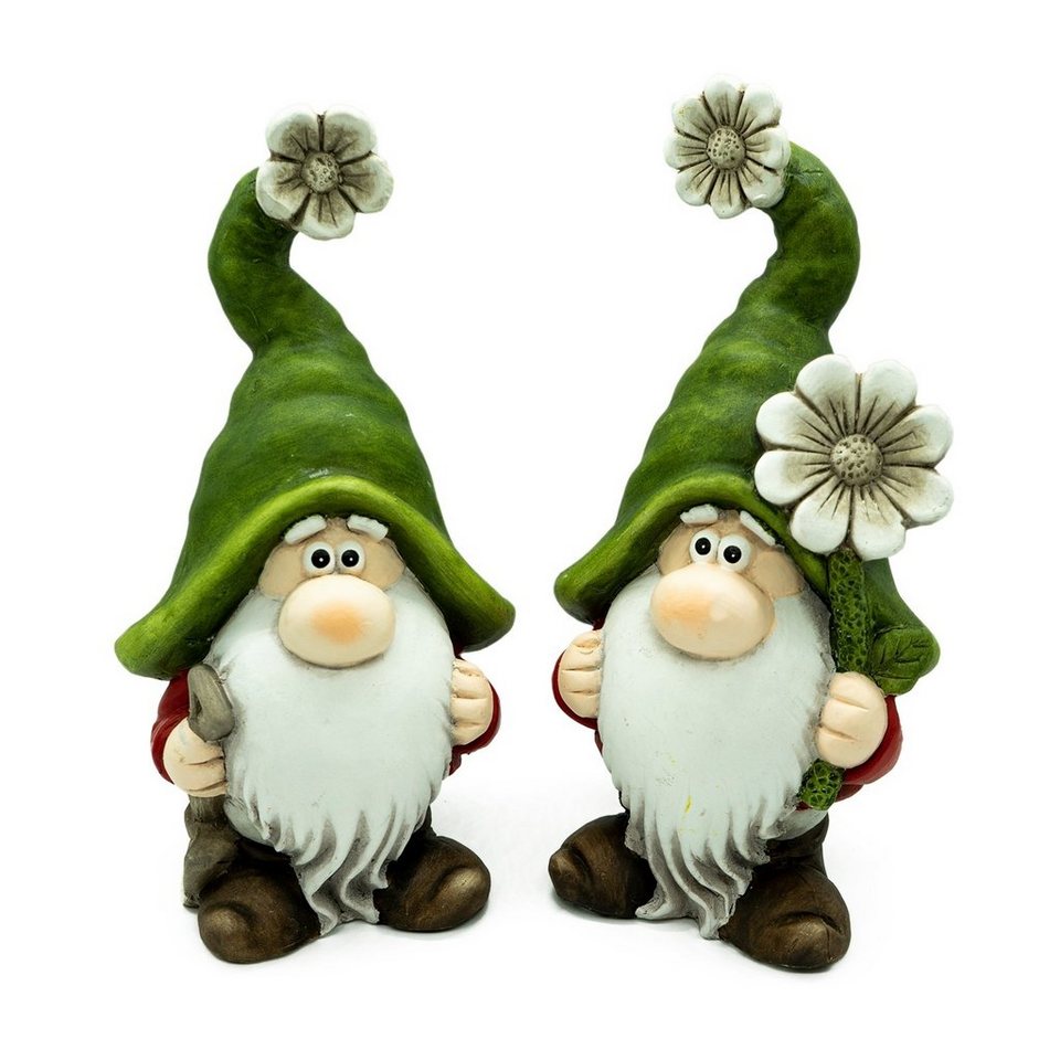 Hti Living Gartenfigur Zwergen Set 2 Teilig Grün 2 St