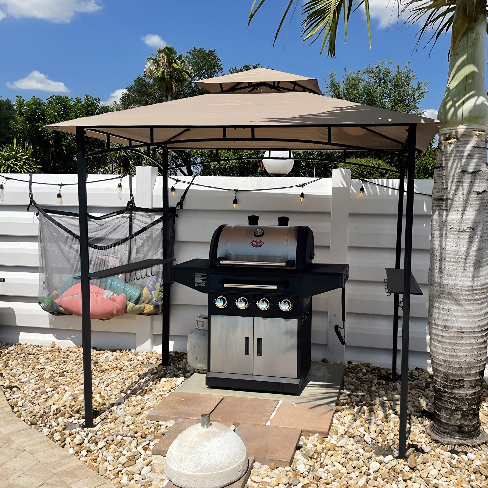 Sekey Grillpavillon Grillpavillon 2,45m Wasserdichte Gazebo Terrasse Gartenzelt Windfest ...