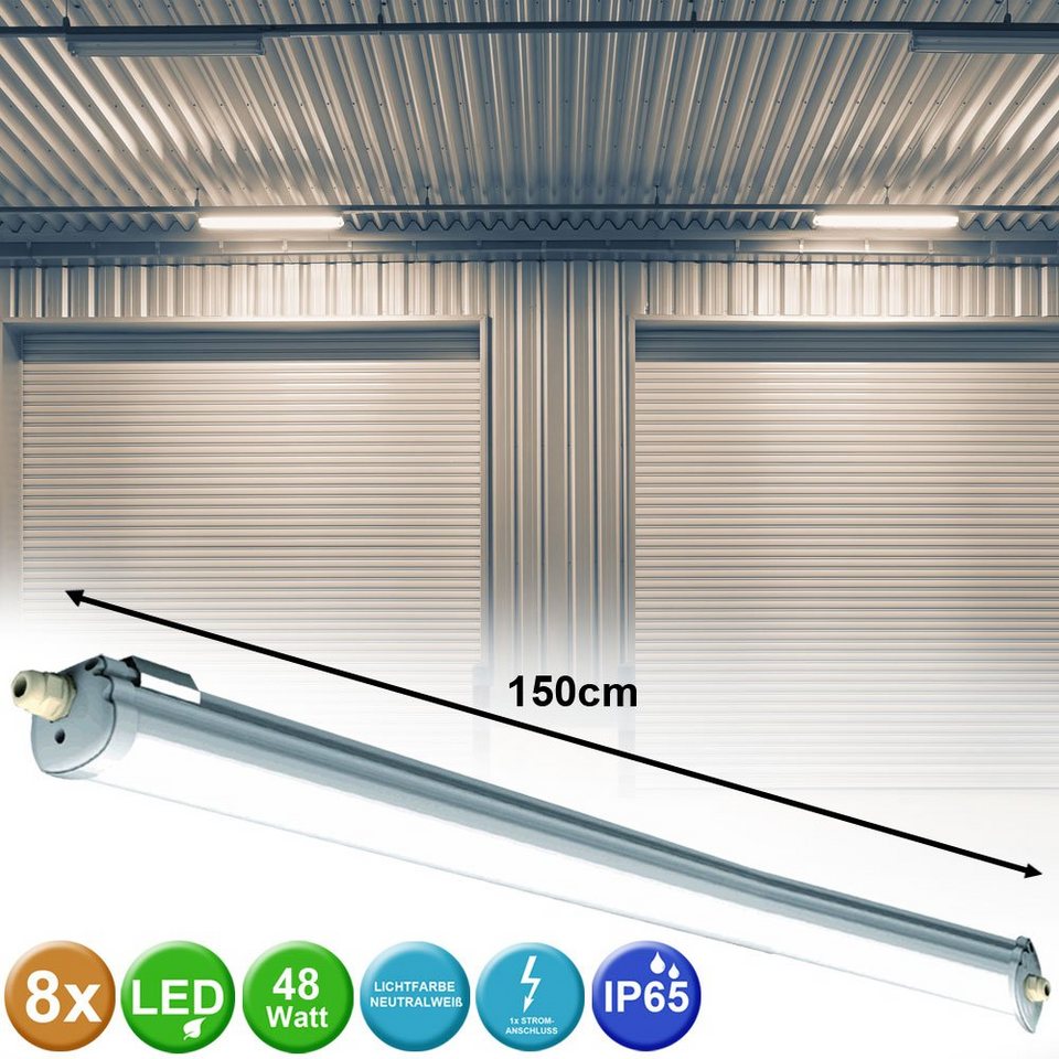 Etc Shop Außen Deckenleuchte 8er Set 48 Watt Led Decken Wannen Lampen