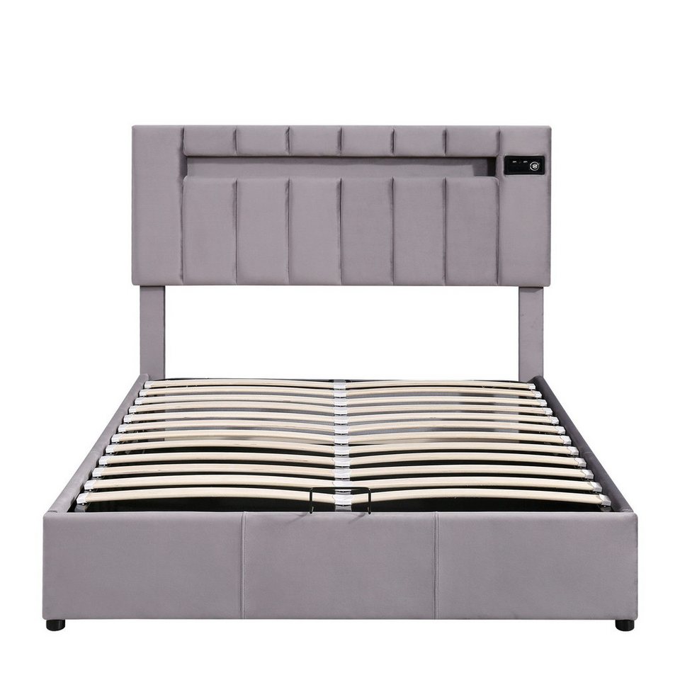 Welikera Polsterbett 140x200cm Doppelbett Mit Lichtleistebluetooth