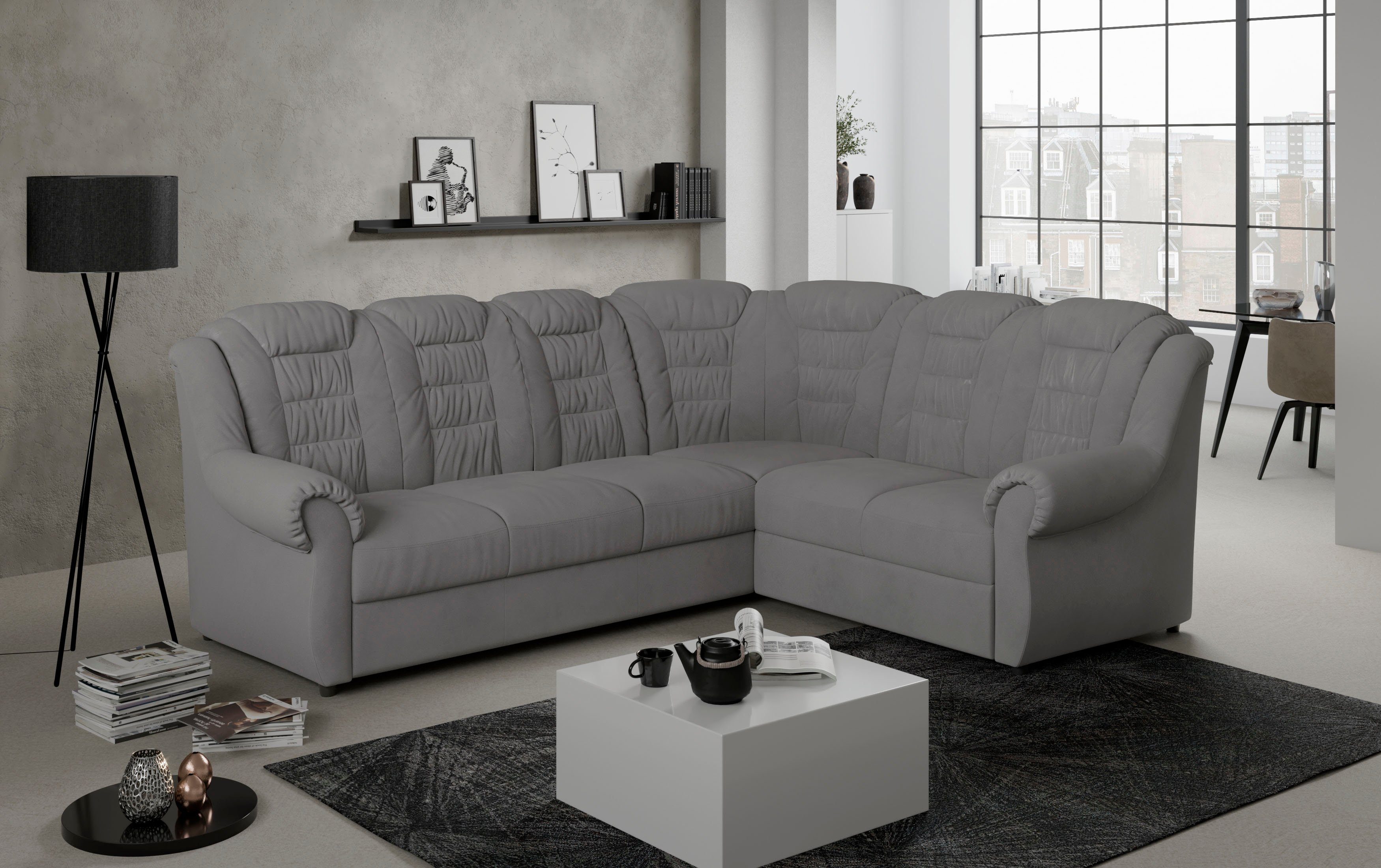 Home affaire Ecksofa Boston L-Form, mit hoher Rückenlehne, optional mit Bettfunktion und ...