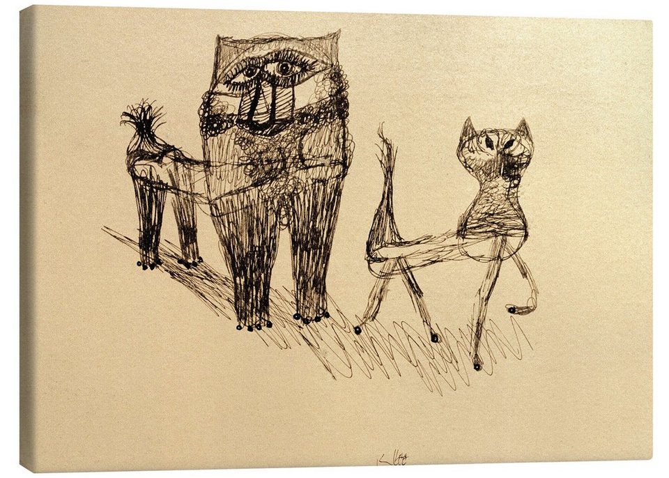 Posterlounge Leinwandbild Paul Klee Tierfreundschaft Malerei
